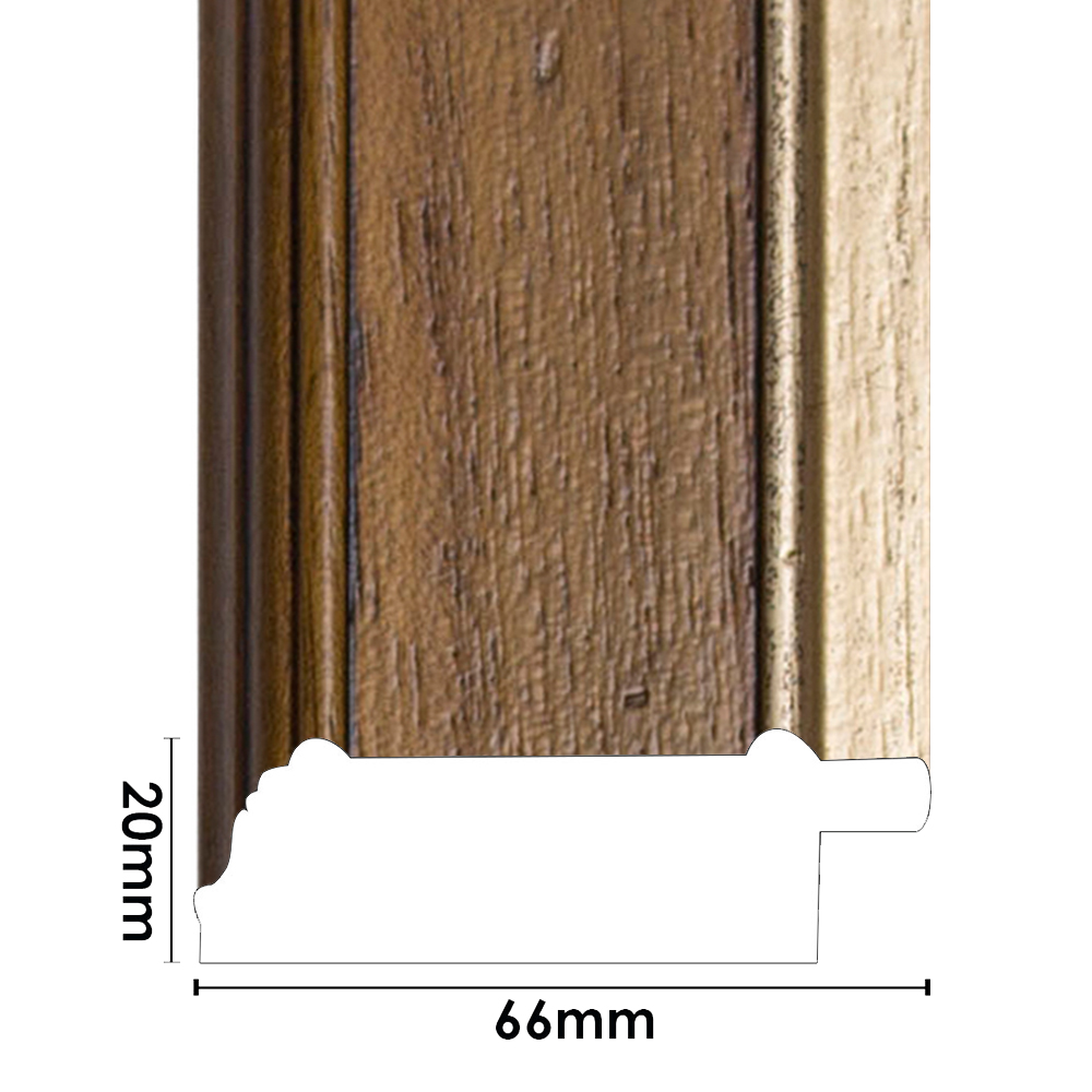 58 mm Base Hammered Flat Top Sapele Stain Wood Frame Moulding